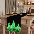 Abstract Green Flame Burlap Cotton Table Runner 13x72 Inches Long ...