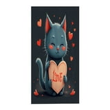 Cute Blue Cat Beach Towel with Pink Ears & Blush Heart Design Perfect ...