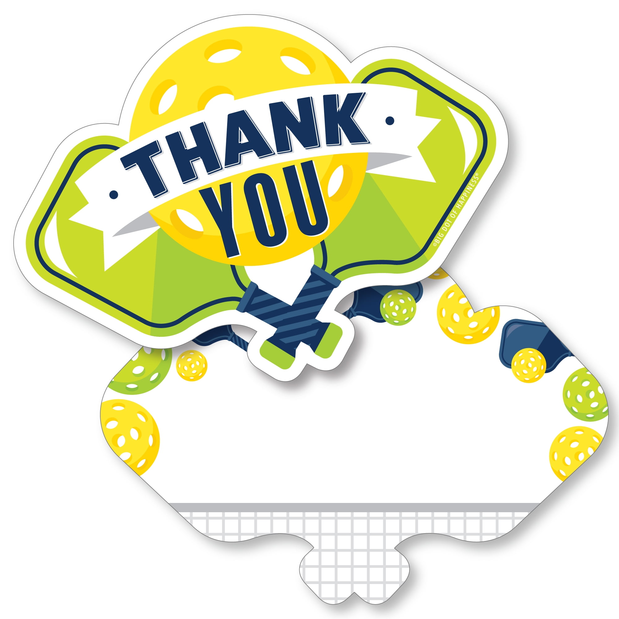 Big Dot of Happiness Let’s Rally - Pickleball - Shaped Thank You Cards ...