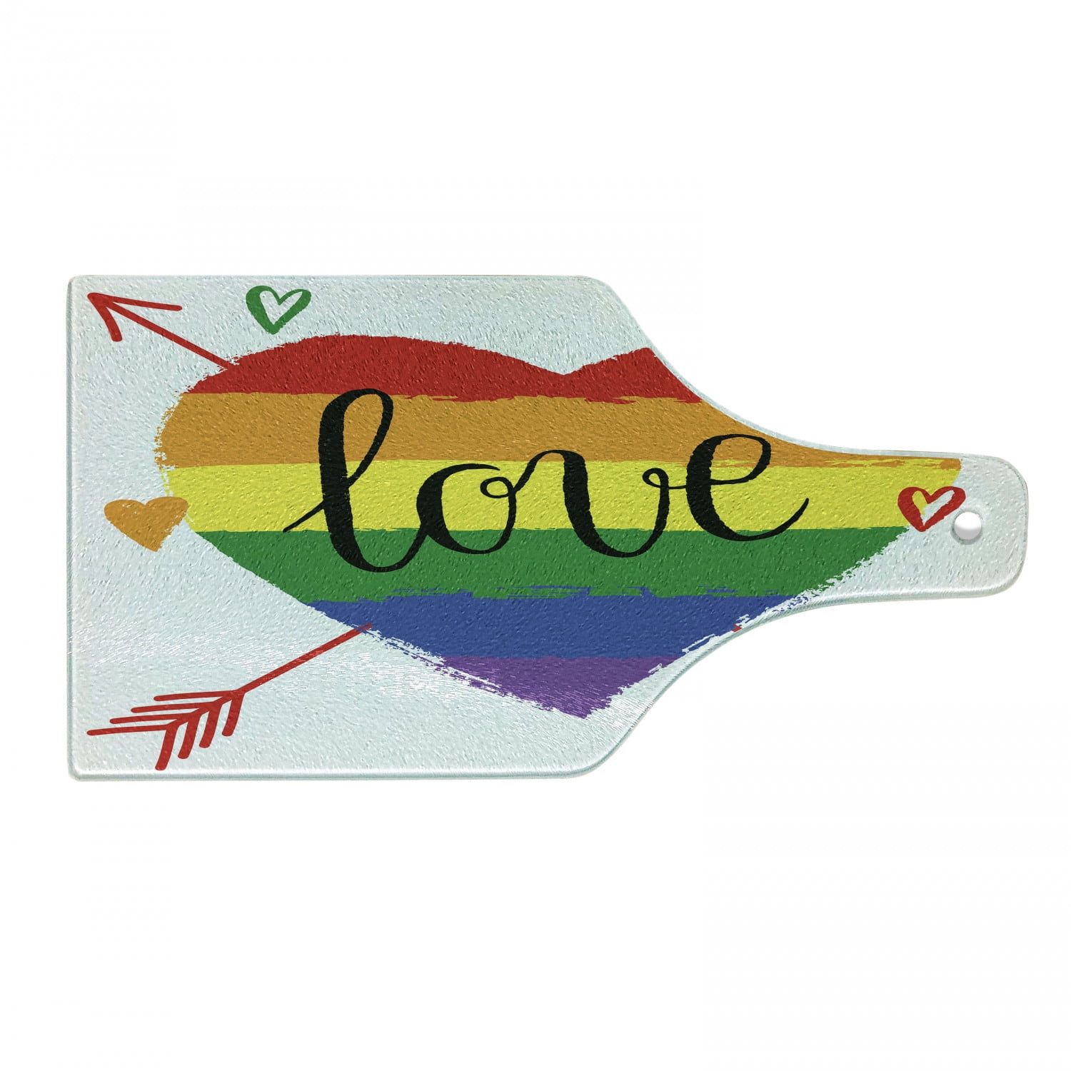 Pride Cutting Board, Hand Drawn Rainbow Heart Arrows and Doodles Love ...