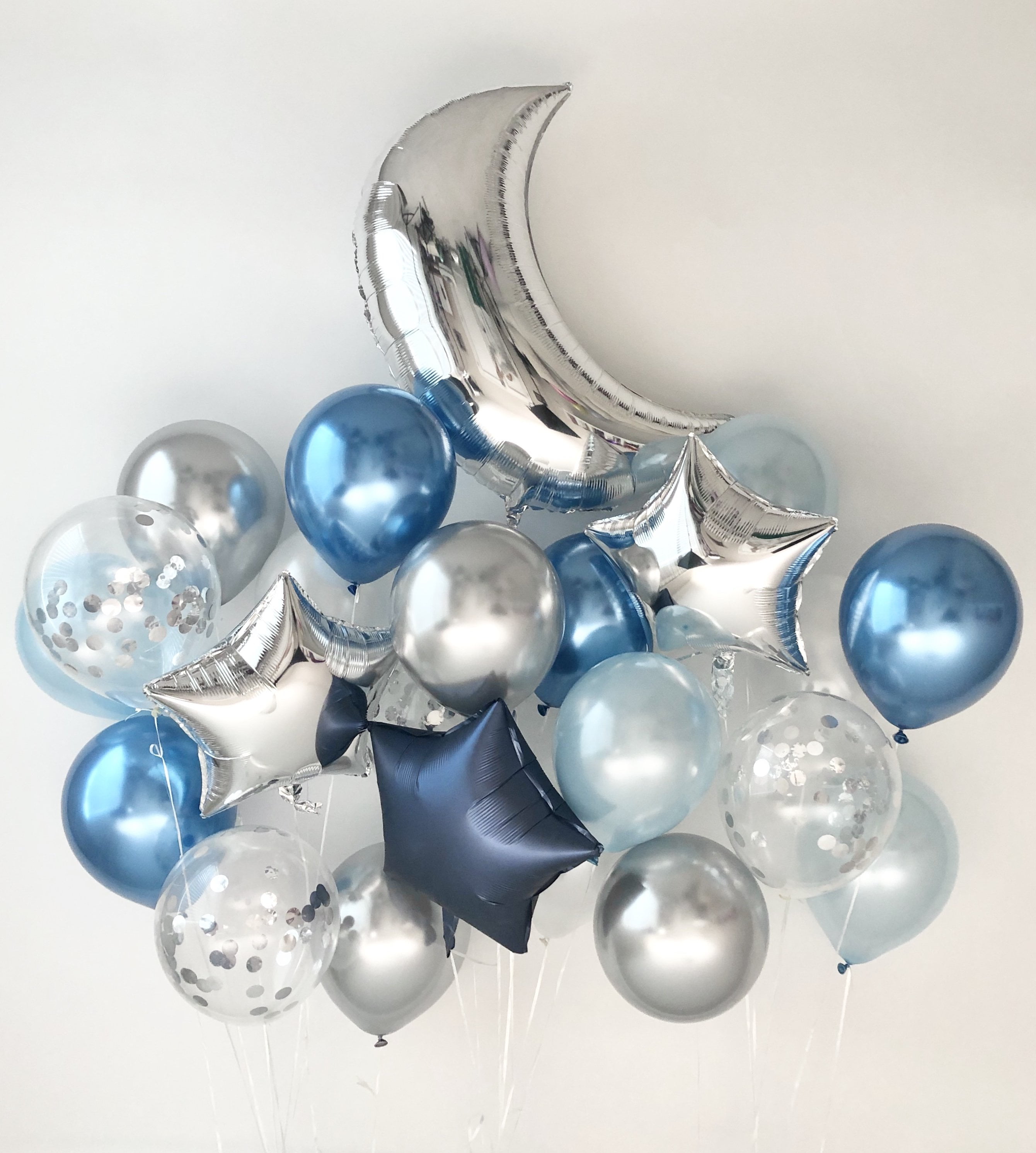 Sweet Moon 24 Piece Moon and Star Balloons Bouquet - Baby Shower ...