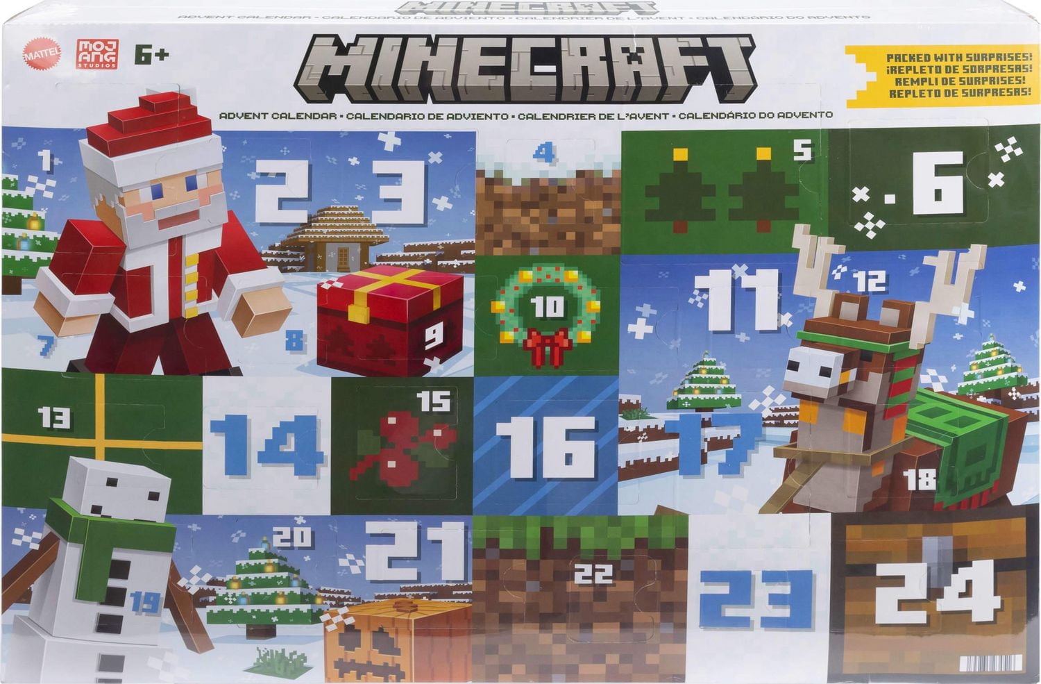Minecraft Advent Calendar, 3 3.25-in Scale Action Figures, 17 ...