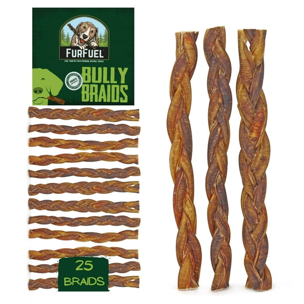 FurFuel Braided Bully Sticks for Dogs, 25 Pack. 12 Inch Large Braids ...