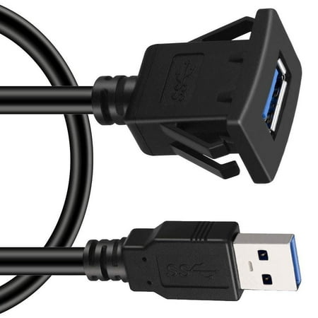 3Ft Square Single Port USB 3.0 Panel Flush Mount Extension Cable With ...