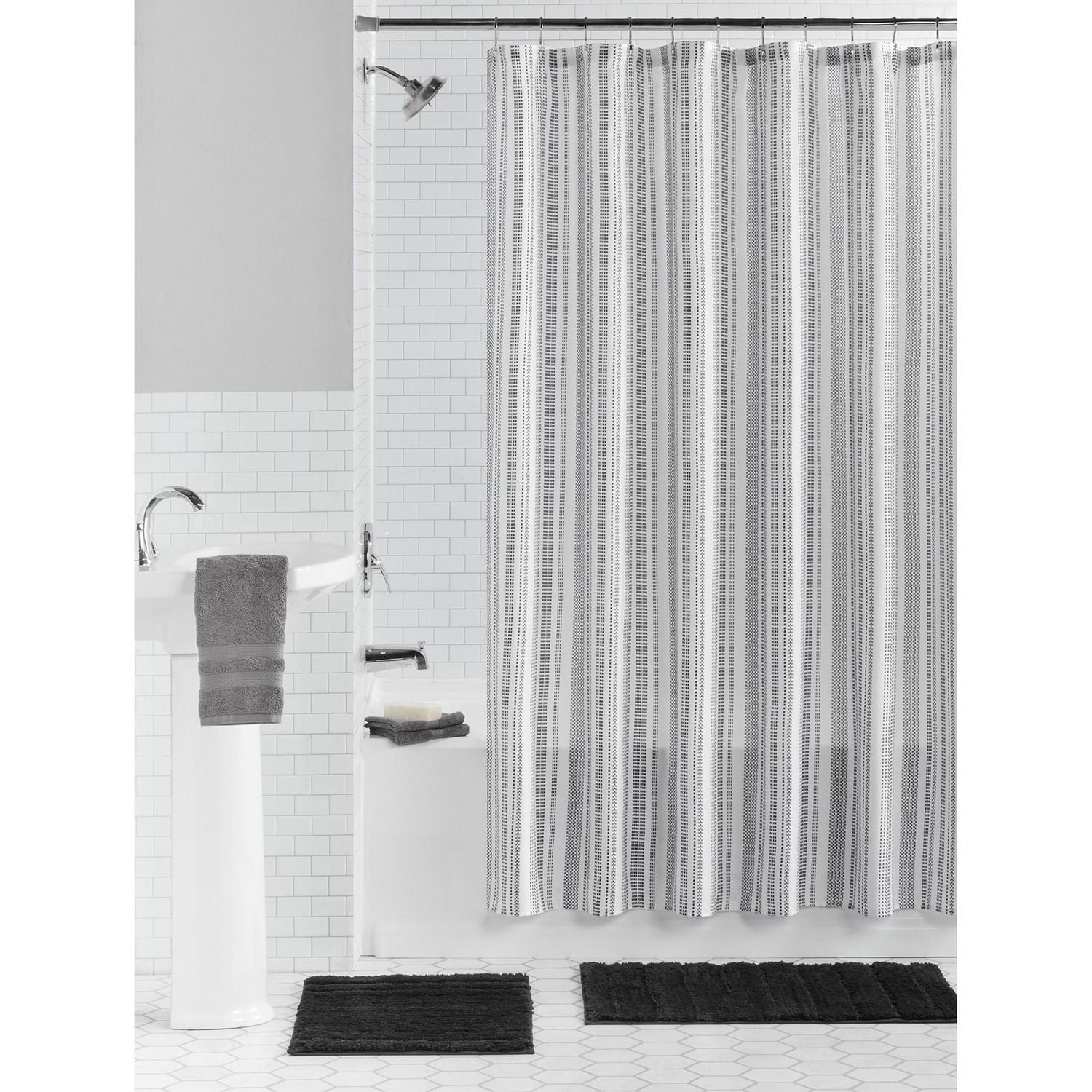 Click here for Mainstays 15-Piece Black Stripe Bath Accessory Set... prices