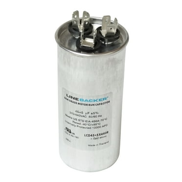 PowerWell 45+5 MFD Capacitor for AC, Heat Pump - Dual Run, 370/440 Volt - Lasts 5 Years ...