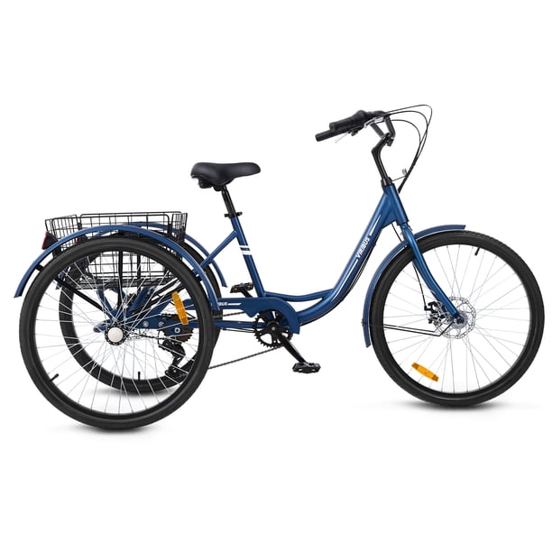 26" Adult Tricycle 7 Speed 3 Wheel Dual Chain Bike with Basket & 7 ...