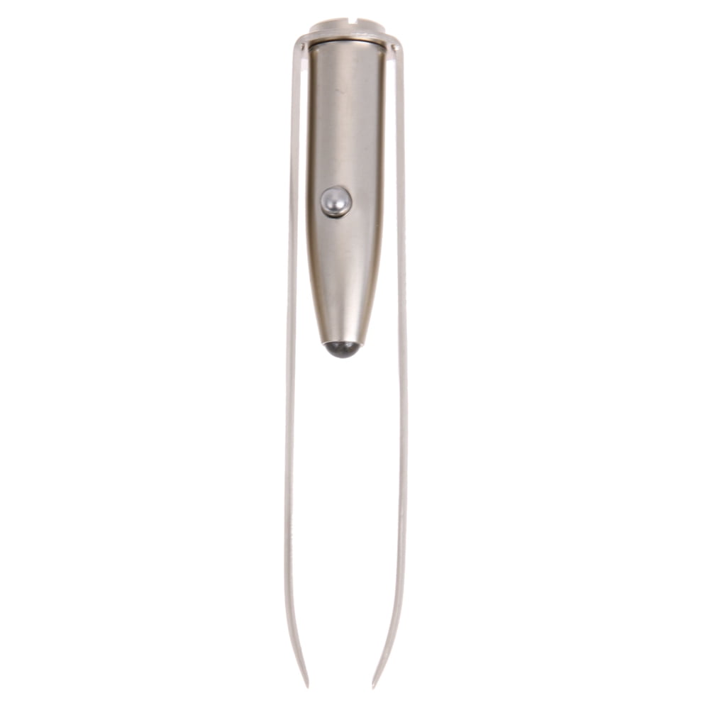 LED Light Stainless Steel Eyebrow Clamps Tweezers Hair Removal Make-up Tool