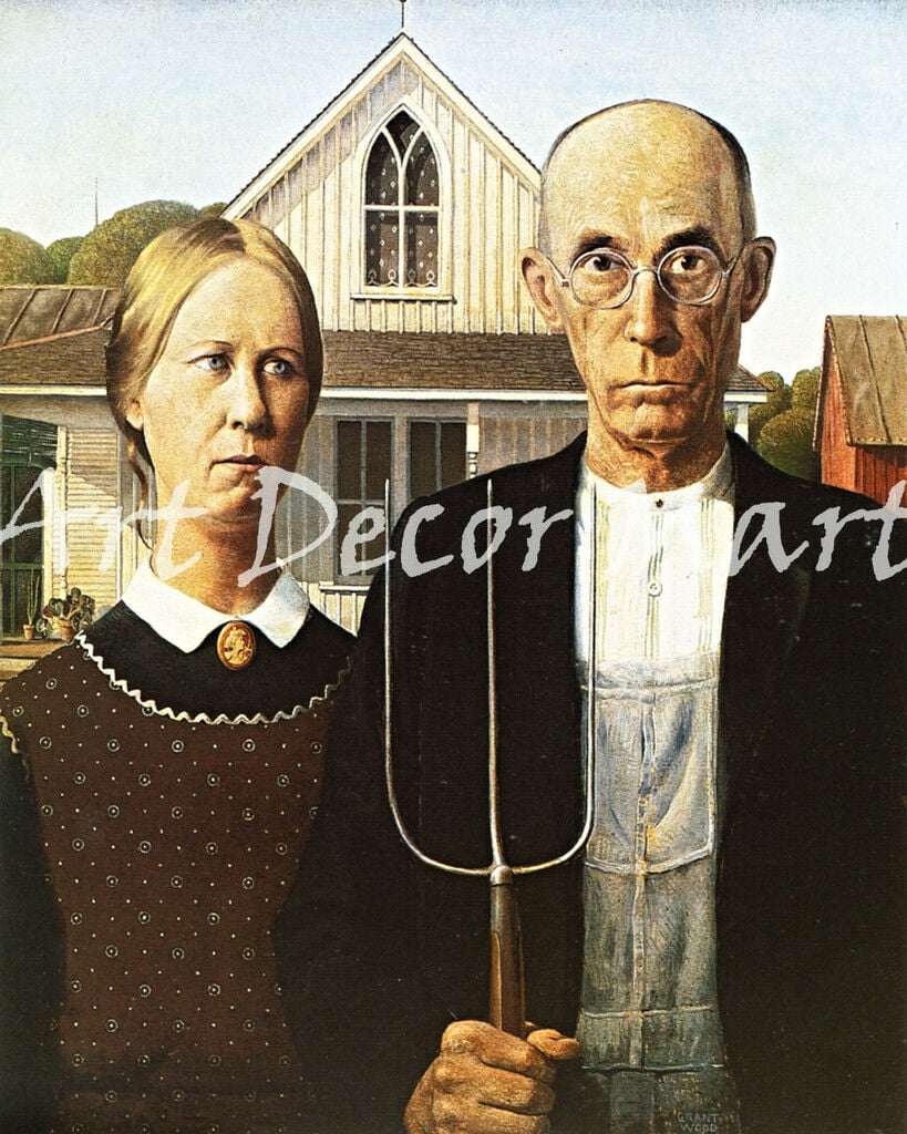 American Gothic-Grant Wood - CANVAS OR FINE PRINT WALL ART - Walmart.com