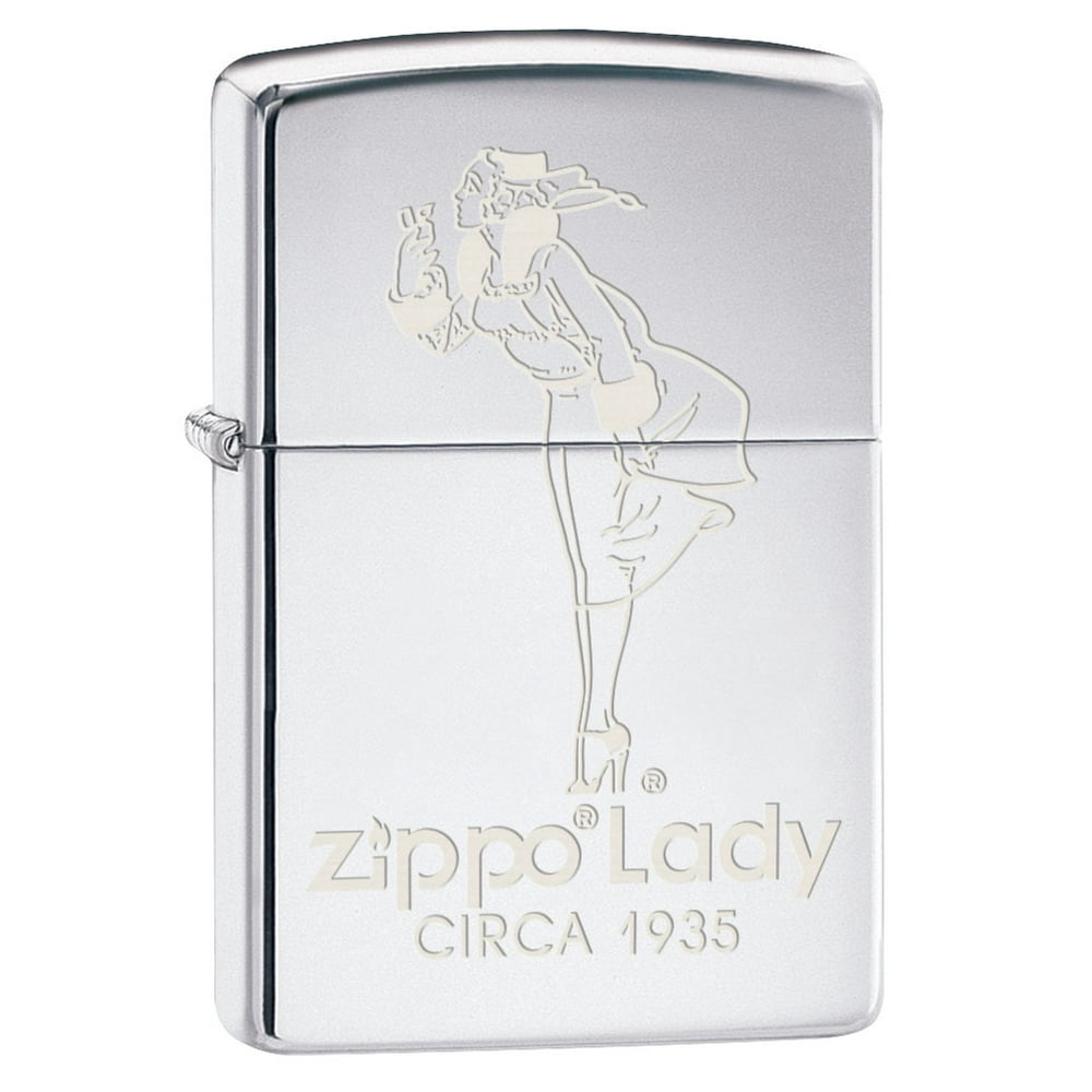 Zippo Lighter: Windy the Zippo Lady, Engraved - High Polish Chrome ...