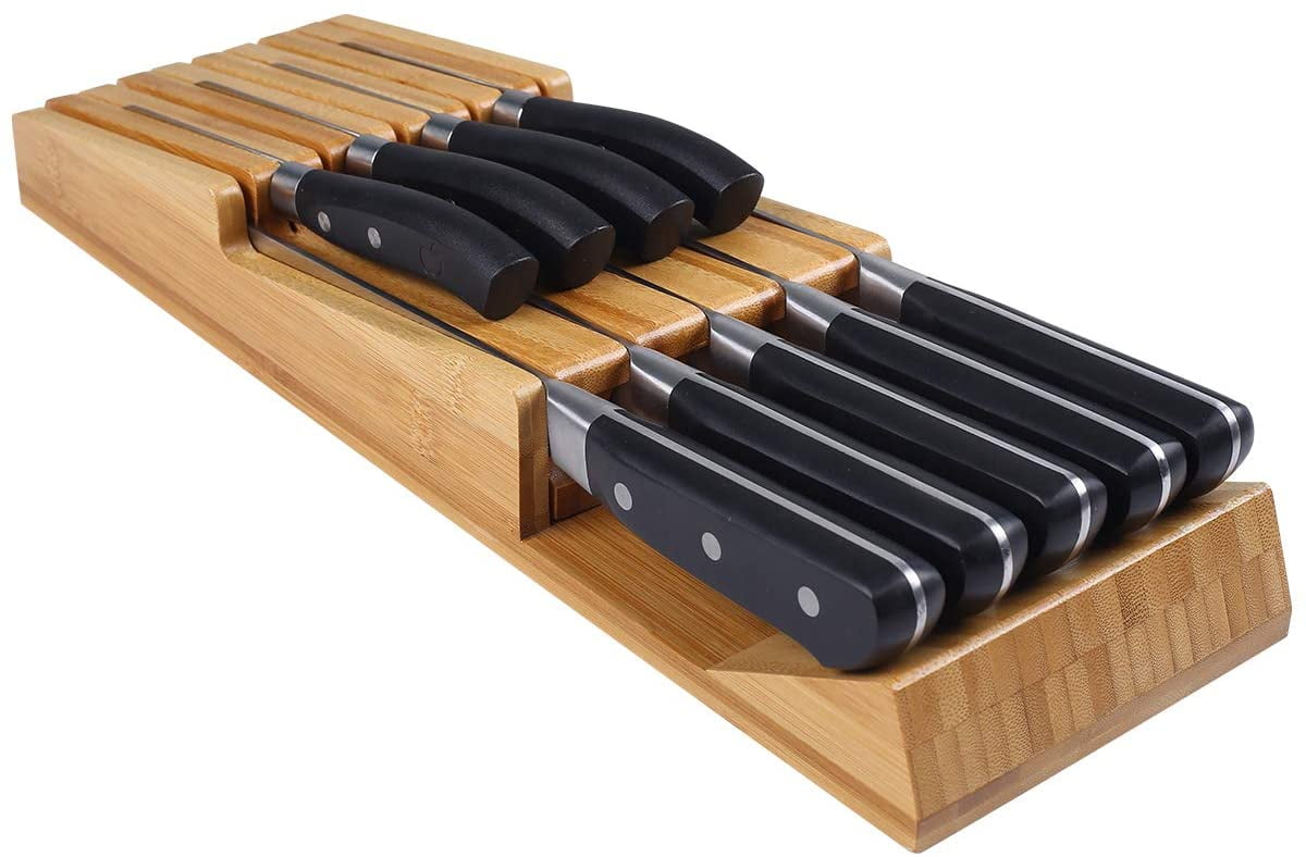 Bamboo Removable Knife Block Set for 9 Knives(Not Included), Large ...
