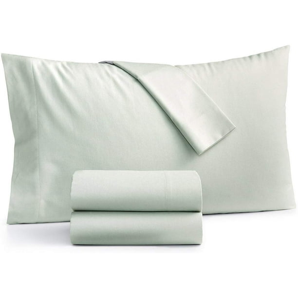 Martha Stewart Collection Solid Cotton Flannel Queen Sheet Set Owl Gray