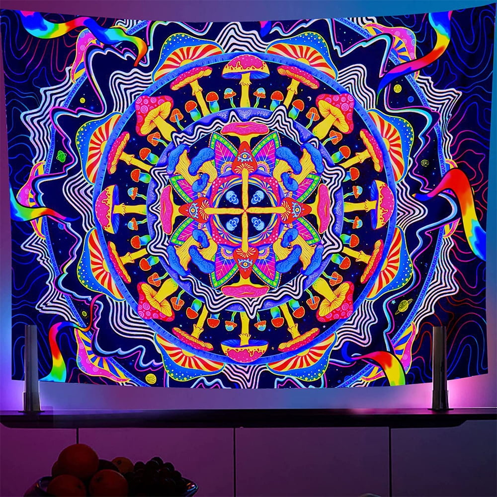 Goory Blacklight Mushroom Tapestry Psychedelic Luminous Tapestry Trippy ...