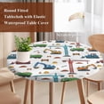 Cartoon Construction Vehicle Round Tablecloth 36-44 Inch Round Fitted ...