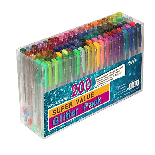 Buy Feela 200 Pack Glitter Gel Pens Set 100 Gel Pen plus 100 Refills ...