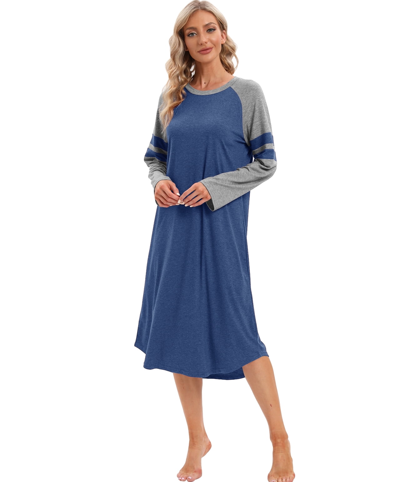 Women's Nightgown Long Sleeve Sleepshirts Loose Fit Sleepwear Spring ...
