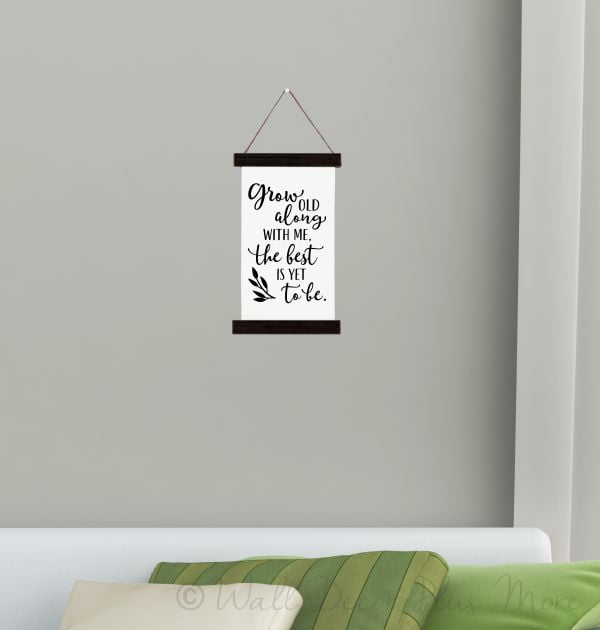 Black Wood Canvas Sign Wall Hanging, Grow Old With Me Bedroom Wall Art ...