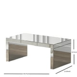 Rectangle Glass Mirrored Coffee Table Silver Accent Table Modern Full ...
