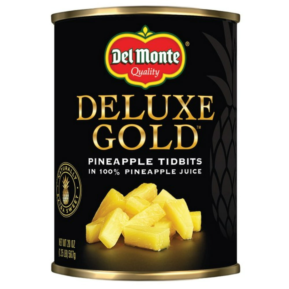Del Monte Deluxe Gold Pineapple Tidbits in 100% Pineapple Juice, 20 oz ...