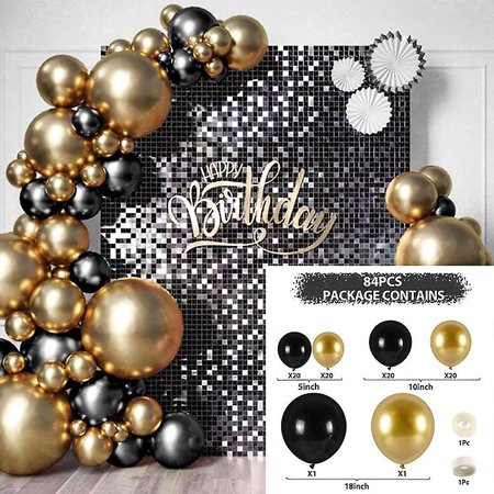 Black Gold Balloon Garland Arch Kit Confetti Latex Balloon 30th 40th ...