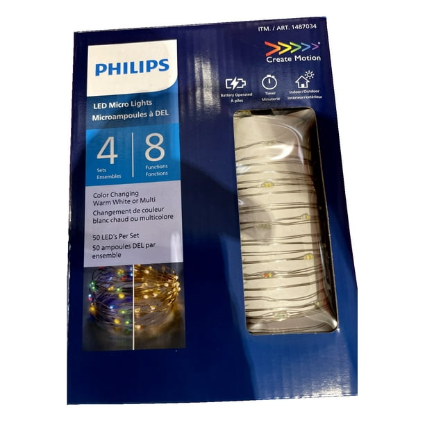Philips LED Micro Lights Color Changing White or Multi, 50 Lights/Set ...