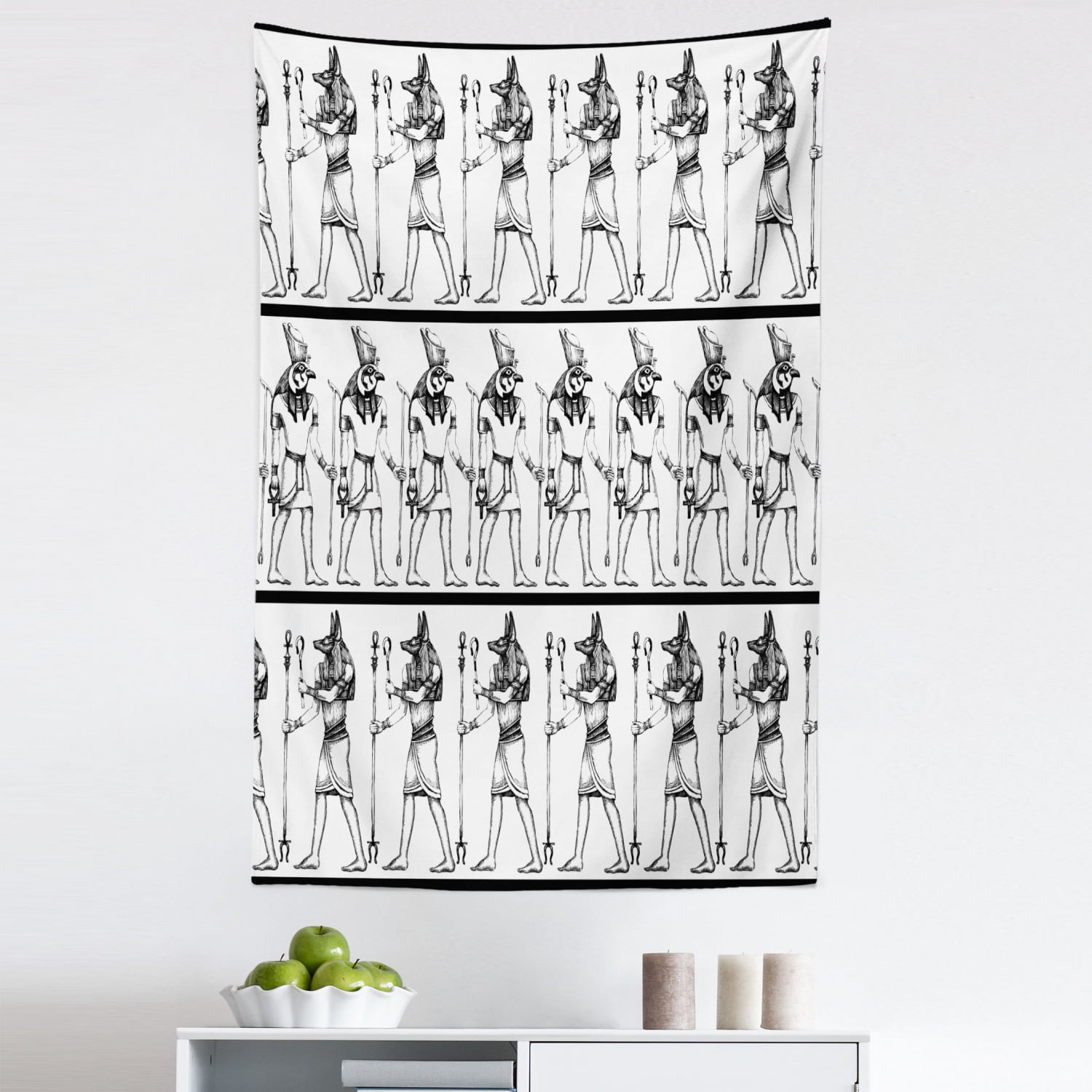 Egyptian Tapestry, Hieroglyphics with Anubis Traditional Cultural Mummy ...