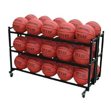 Trigon Sports Lockable Ball Storage Cart, Indoor Outdoor Rolling Ball ...