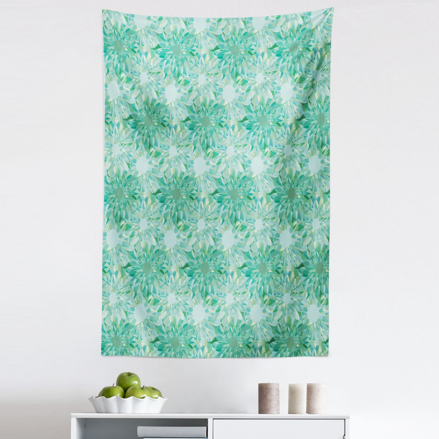 Green Tapestry, Floral Pattern with Beryl Crystal Guilloche Flowers ...