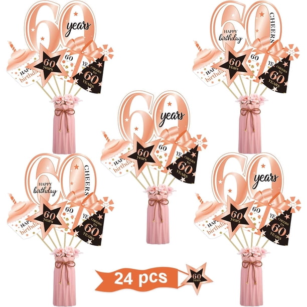 Rose Gold 60th Birthday Party Decoration Set Golden 60th Birthday Party ...
