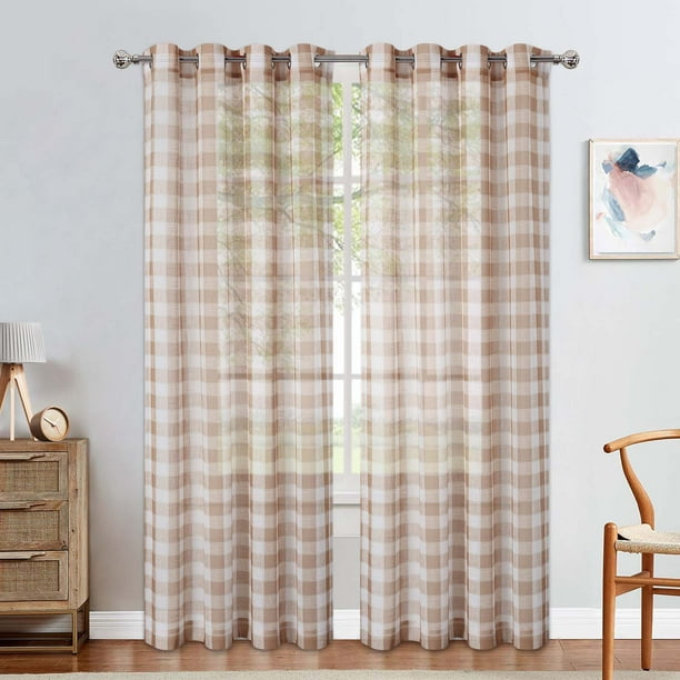 Haperlare Farmhouse Curtain 52"W x 84"L Linen Textured Country Style ...