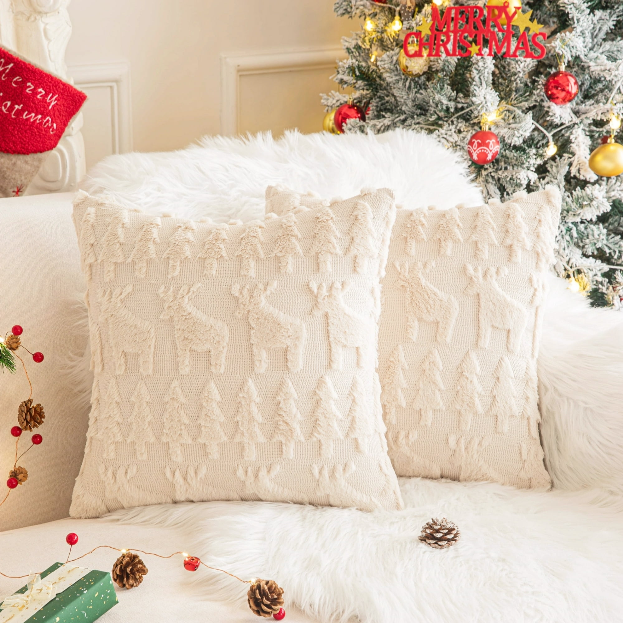 Click here for Aqothes Set Of 2 Christmas Tree Throw Pillow Cover... prices