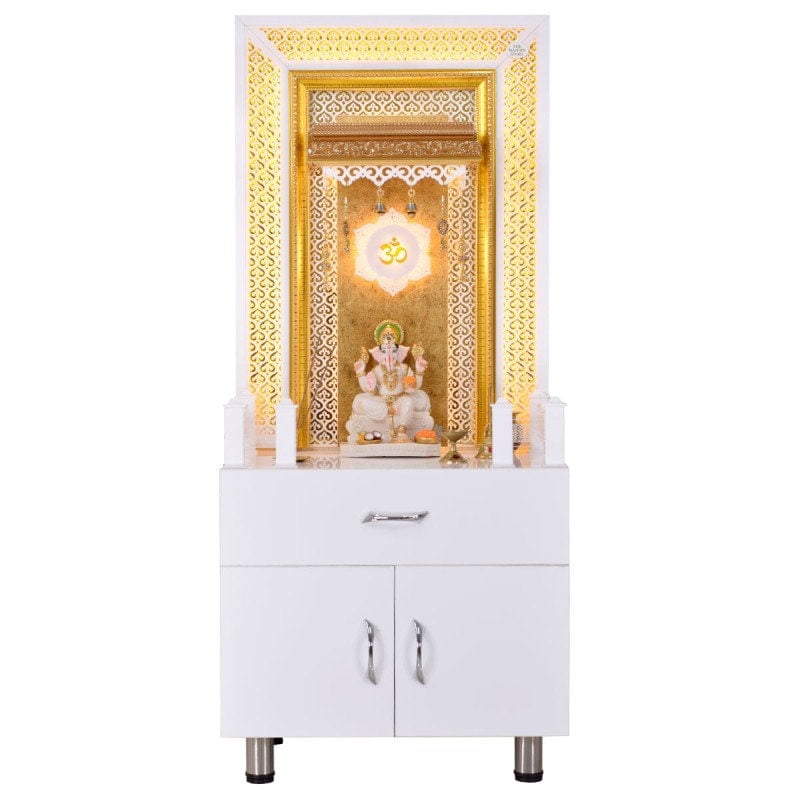 Wooden Customized Large Pooja Mandir For Home And Office / LED lights ...