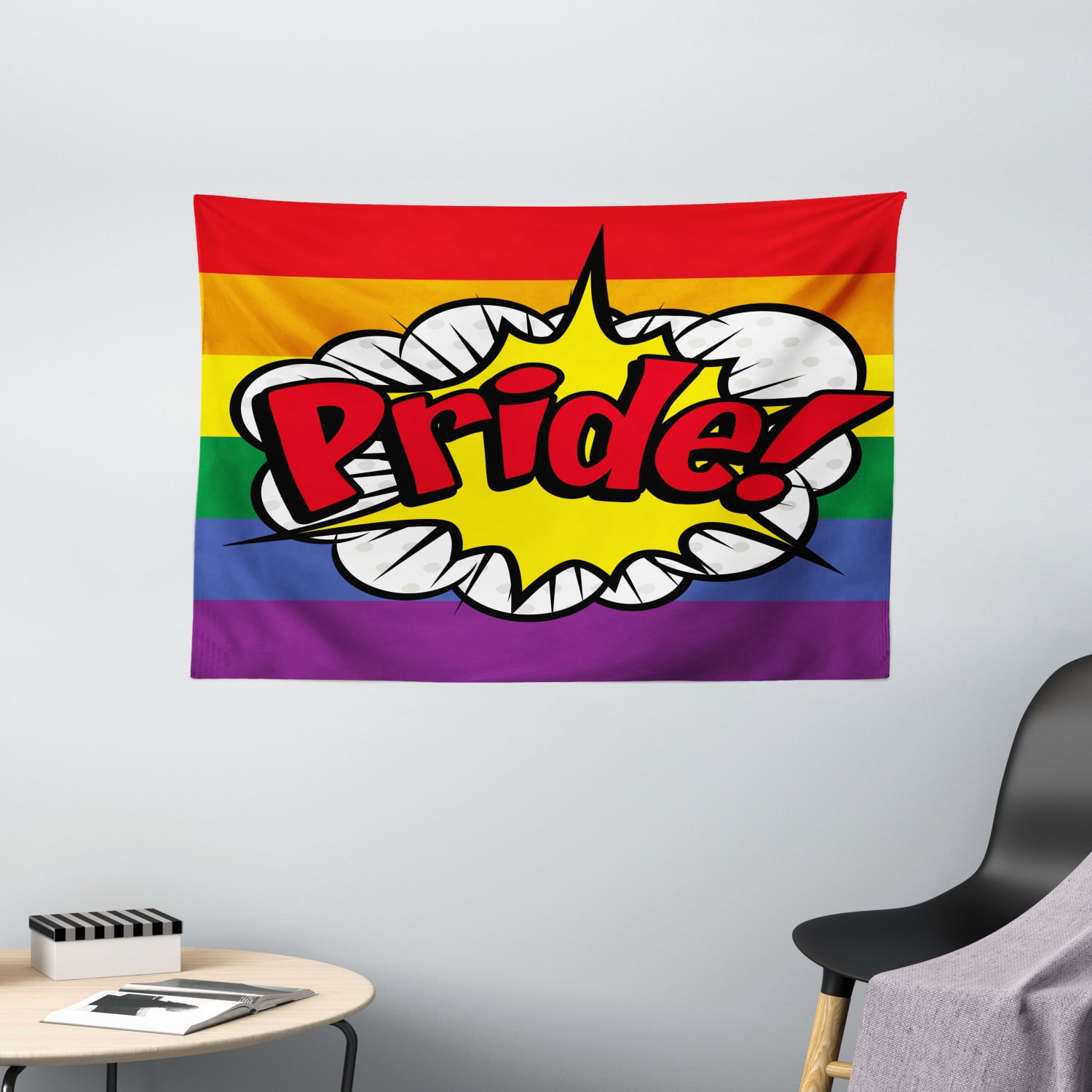 Pride Decorations Tapestry, Pop Art Comic Book Icon Pride Blast Bomb ...