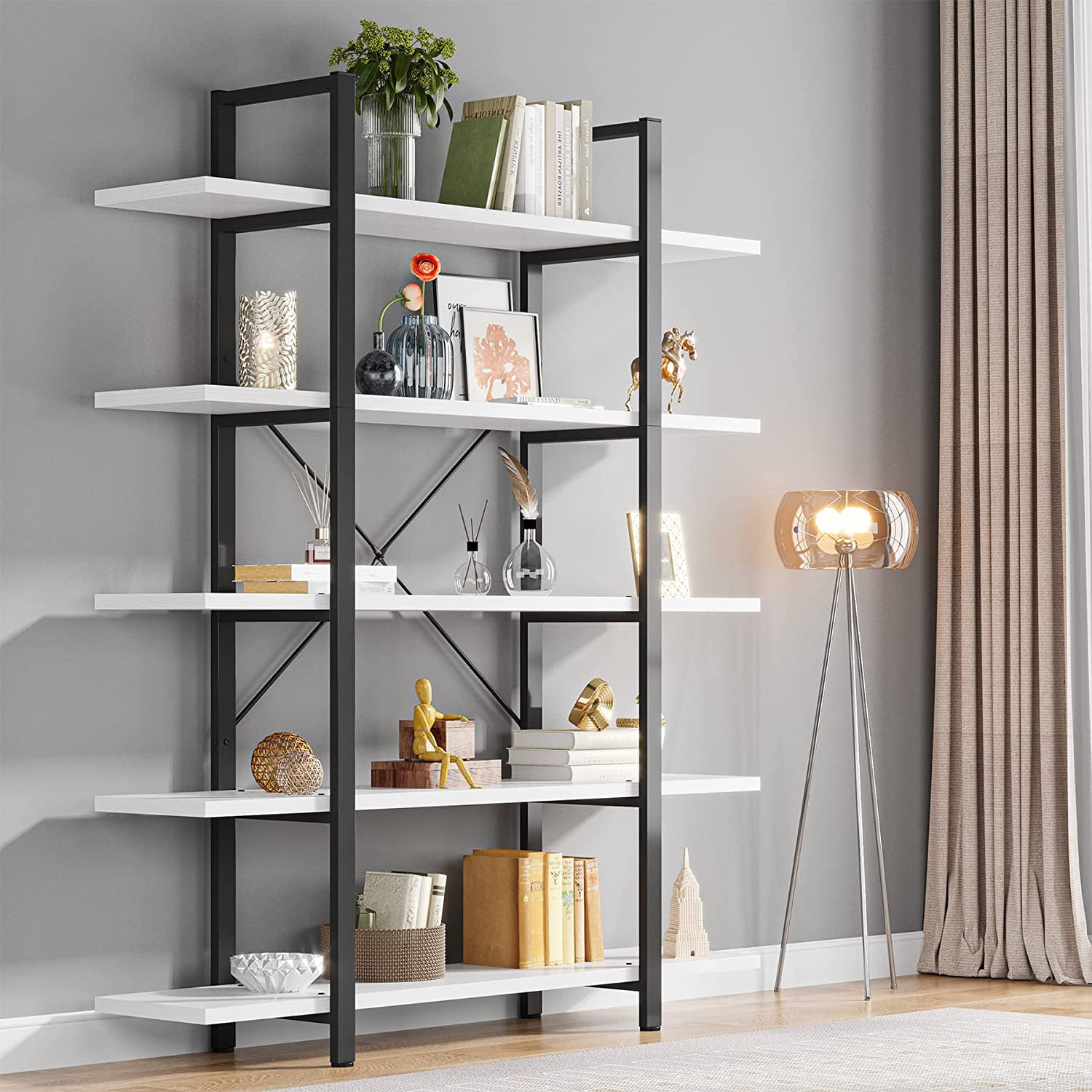 Tribesigns 5 Tier Bookshelf, 70" Modern Style Bookcase for Home Office ...
