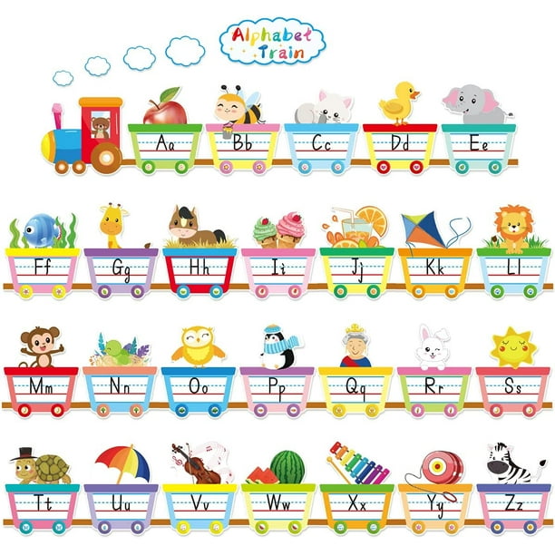 Alphabet Train Bulletin Board Set Animals Alphabet Letter Wall ...