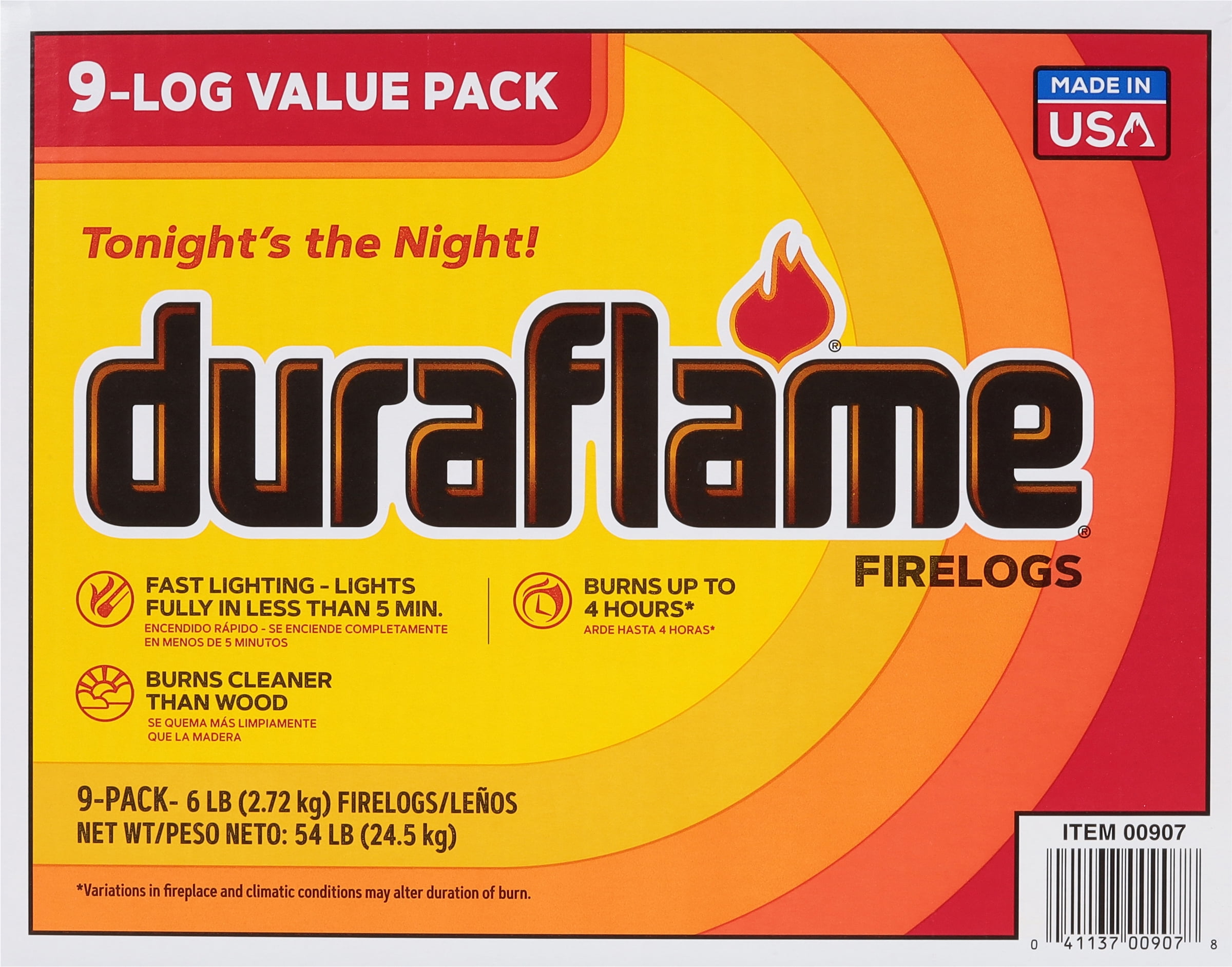 Natural Duraflame Fire Logs 6 Lb - Case of 9 - Walmart.com