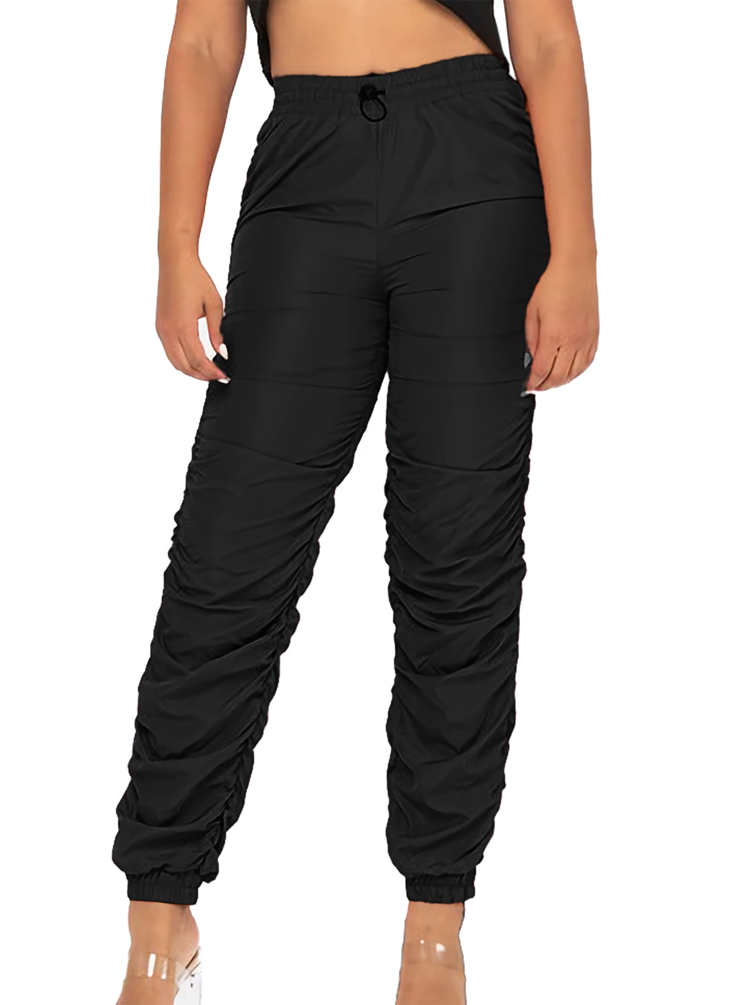 A2Y Women's Solid Sporty Style Ruched Adjustable Drawstring Jogger ...