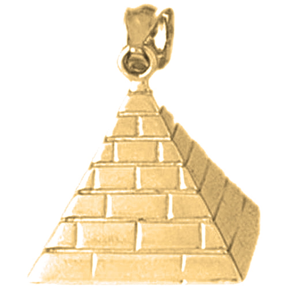 18K Yellow Gold 3D Pyramid Pendant - 23 mm - Walmart.com
