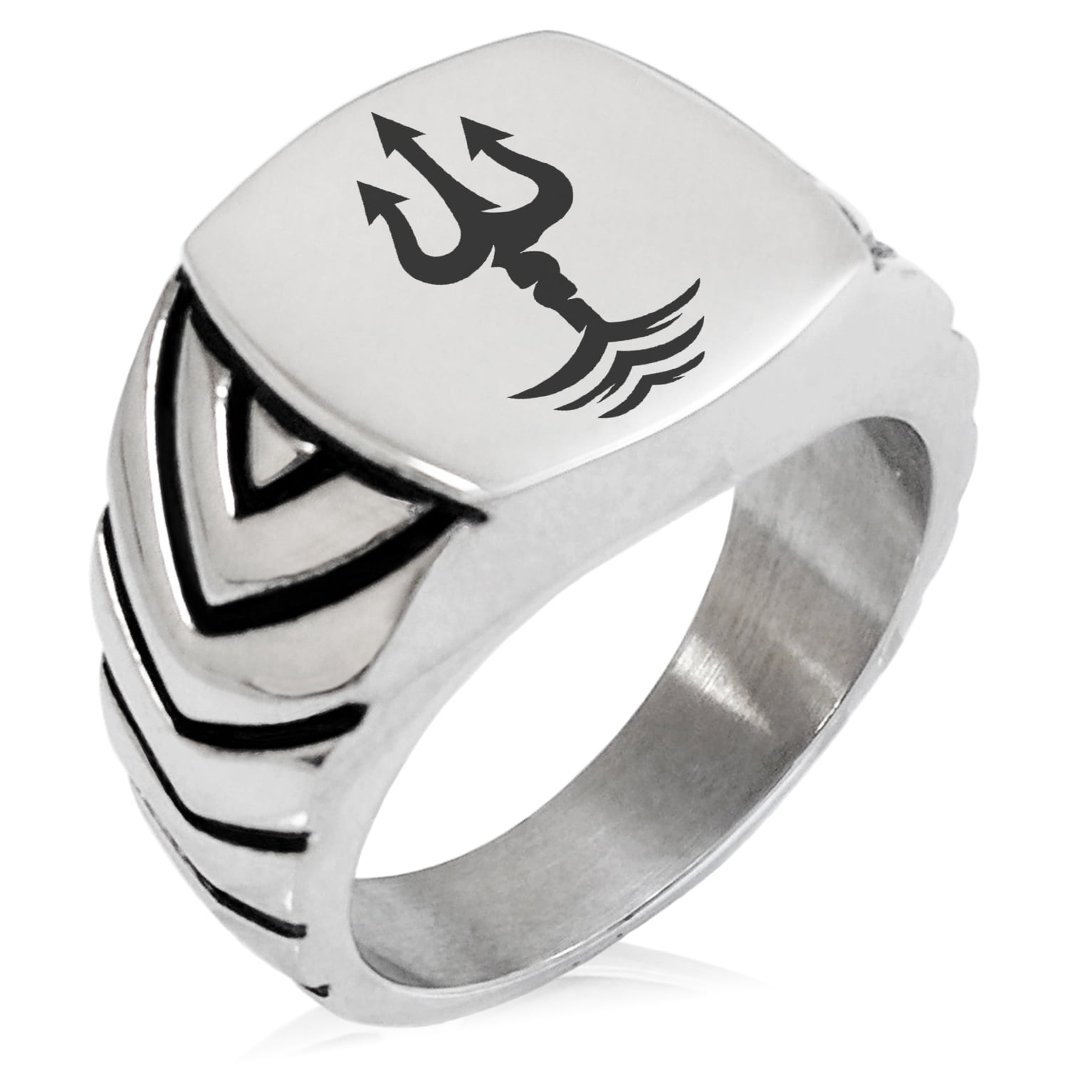 Tioneer - Stainless Steel Poseidon Greek God of Sea Chevron Pattern ...