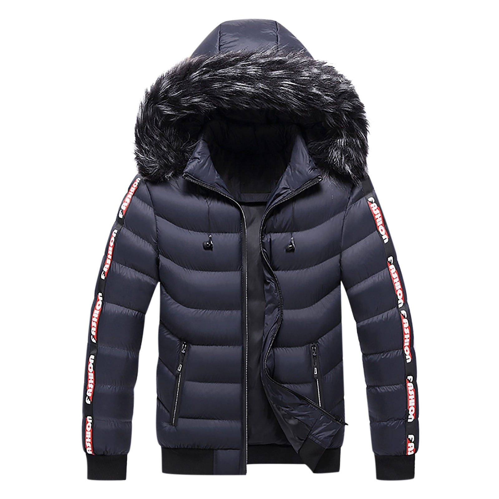 Jackets for Men Casual Military Jacket with Hood Plus Size Puffy Bubble ...