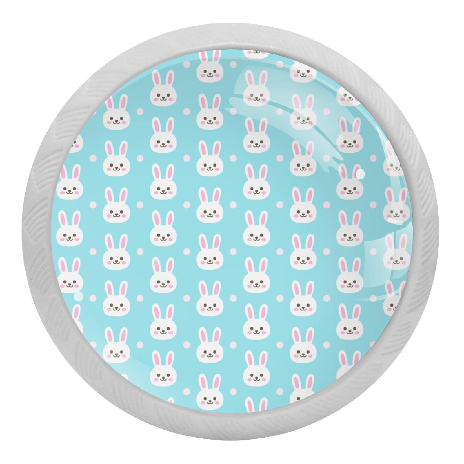 4PCS Round Bunny Blue Cabinet Fluorescence Knob Glowing in the Dark ...