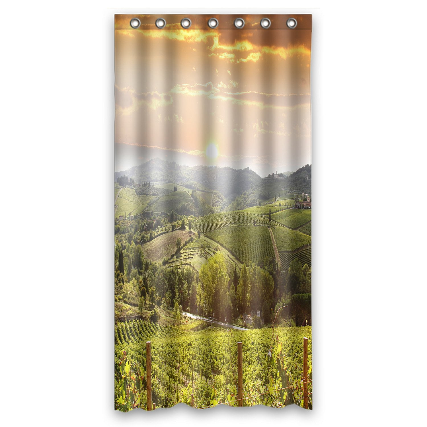 PHFZK Sunset View Shower Curtain, Chianti Vineyard Landscape in Tuscany ...