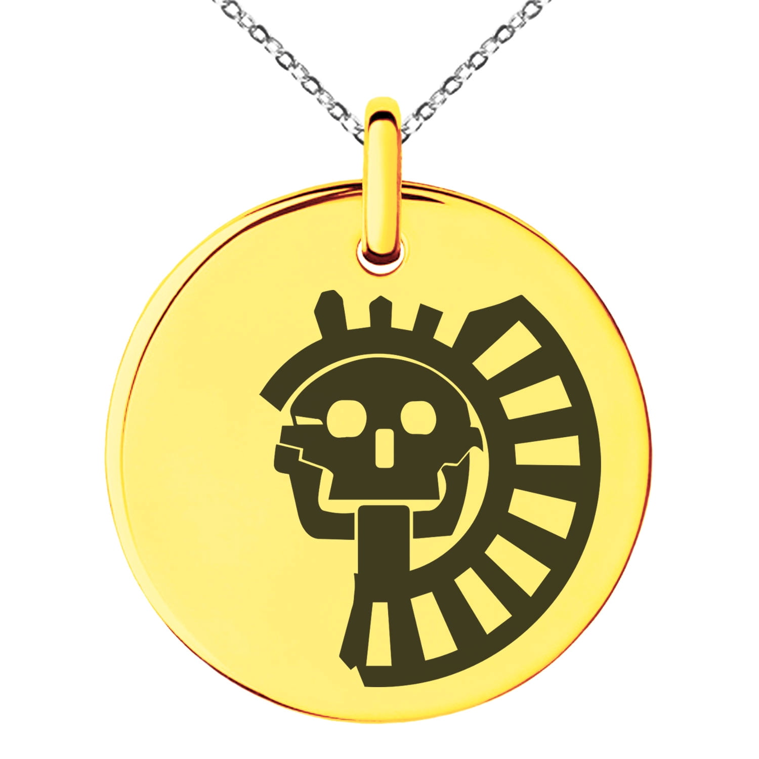 Stainless Steel Aztec Chief Tribe Rune Engraved Small Medallion Circle ...