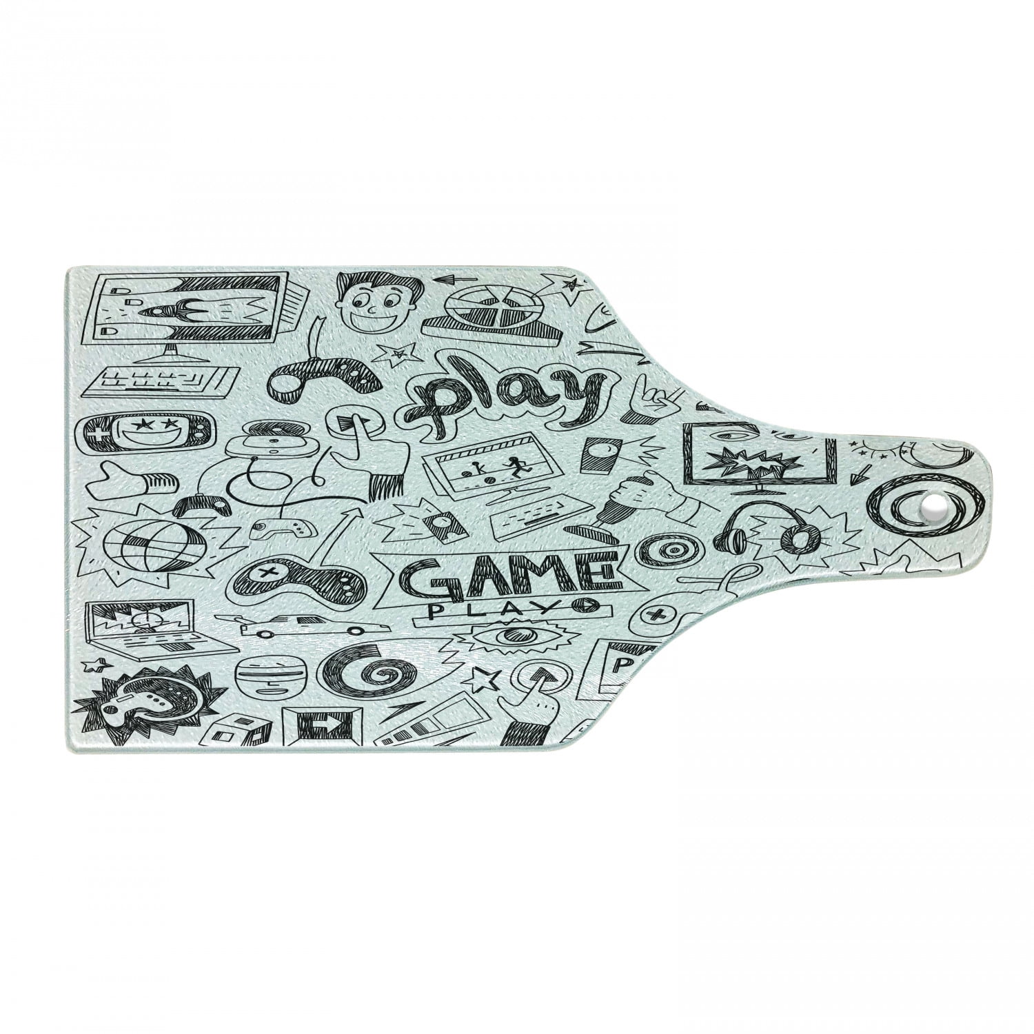Video Games Cutting Board, Monochrome Sketch Style Gaming Design Racing ...