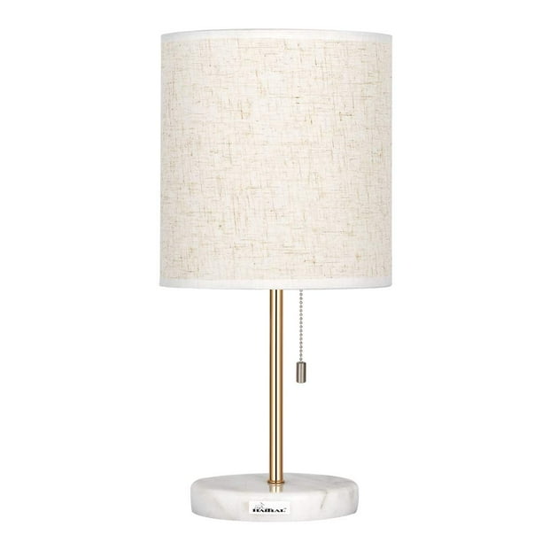 Elegant Table Lamp with White Marble Base and Fabric Shade - Gold ...