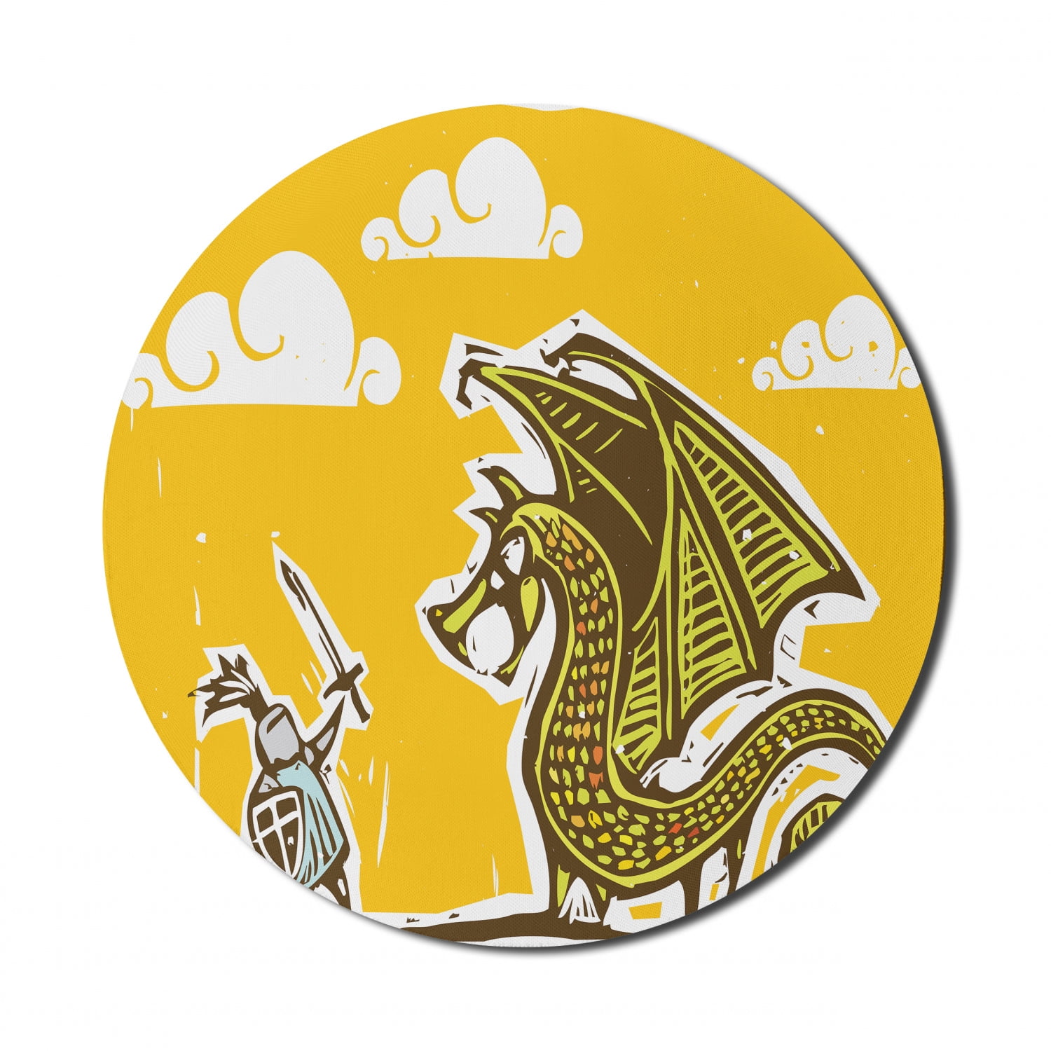 Dragon Mouse Pad for Computers, Knight Shield in Steel Armour Against ...