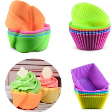 Cupcake Molds︱24 Pack, Casewin Silicone Reusable Baking Cases Muffin ...
