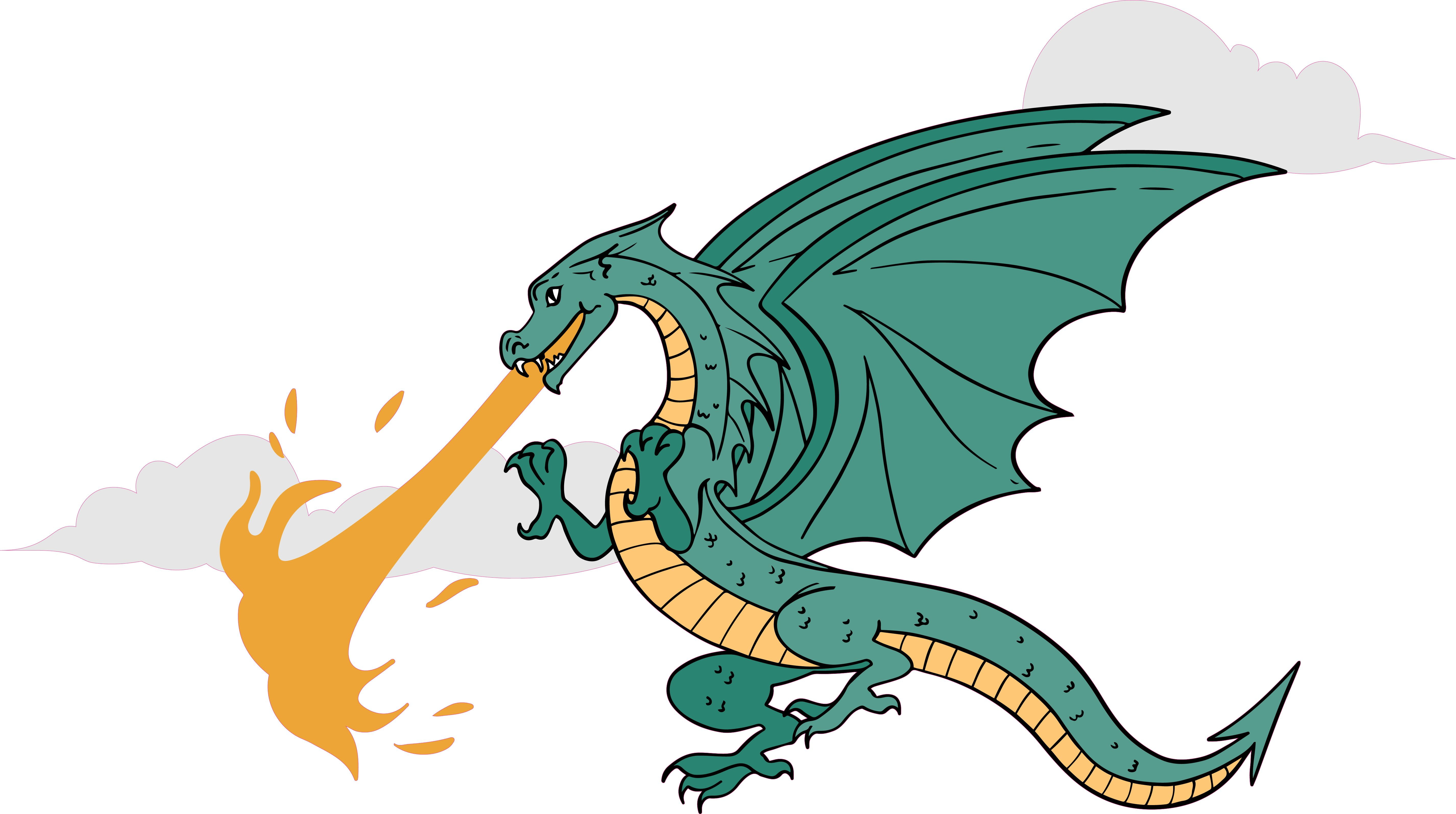 Flying Green Fire Breathing Dragon Wall Sticker Large Lizard Serpentine ...