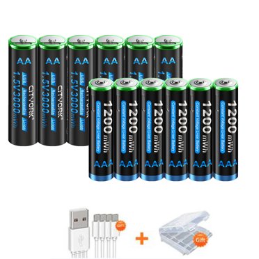 20 Pack AA Batteries 3000mAh 1.2V Ni-MH High Capacity AA Rechargeable Batteries with 5 Pack ...