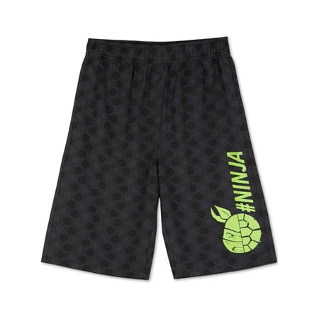 Nickelodeon Boys TMNT #NINJA Athletic Workout Shorts blackgrey M ...